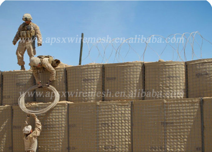 รอยทหาร Mil 7 Defensive Barrier Army Hesco Wall สำหรับการป้องกันน้ำท่วม